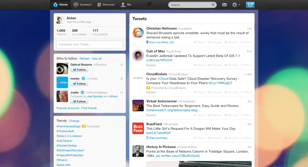 Twitter on web followed the design on Twitter iOS app